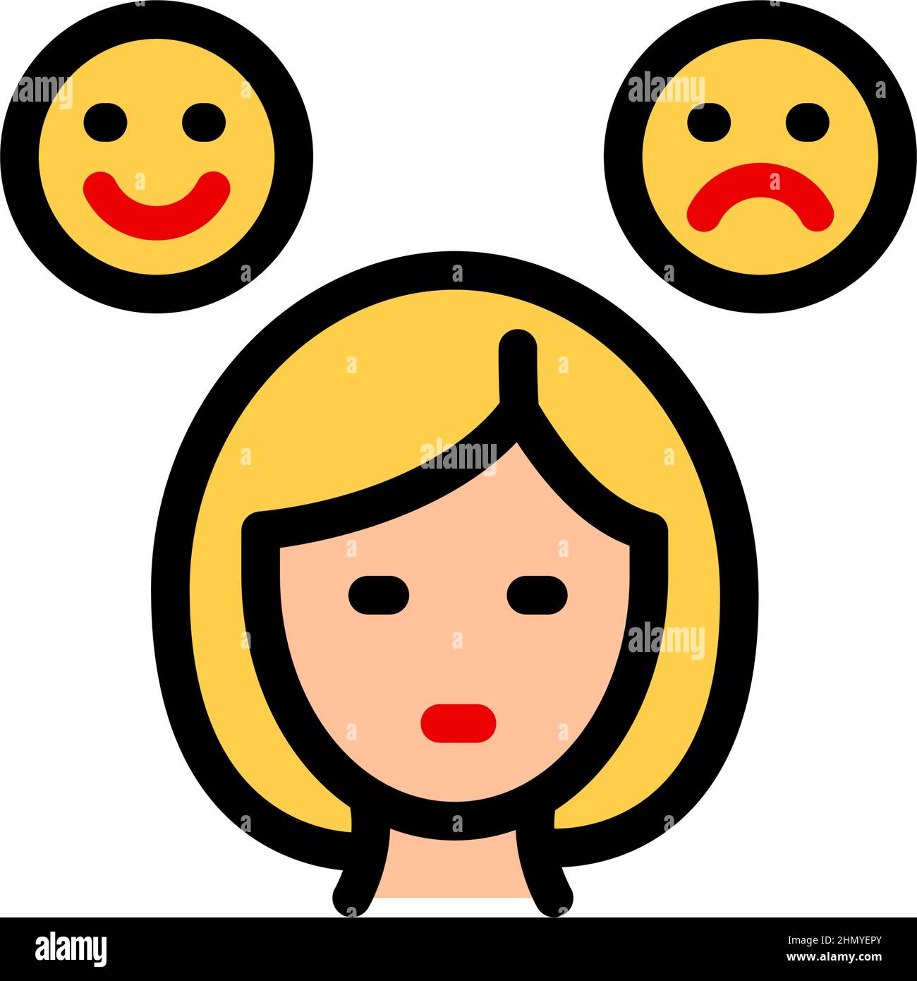 PMS or menopause symptoms concept. Mood swing, bipolar disorder color ...