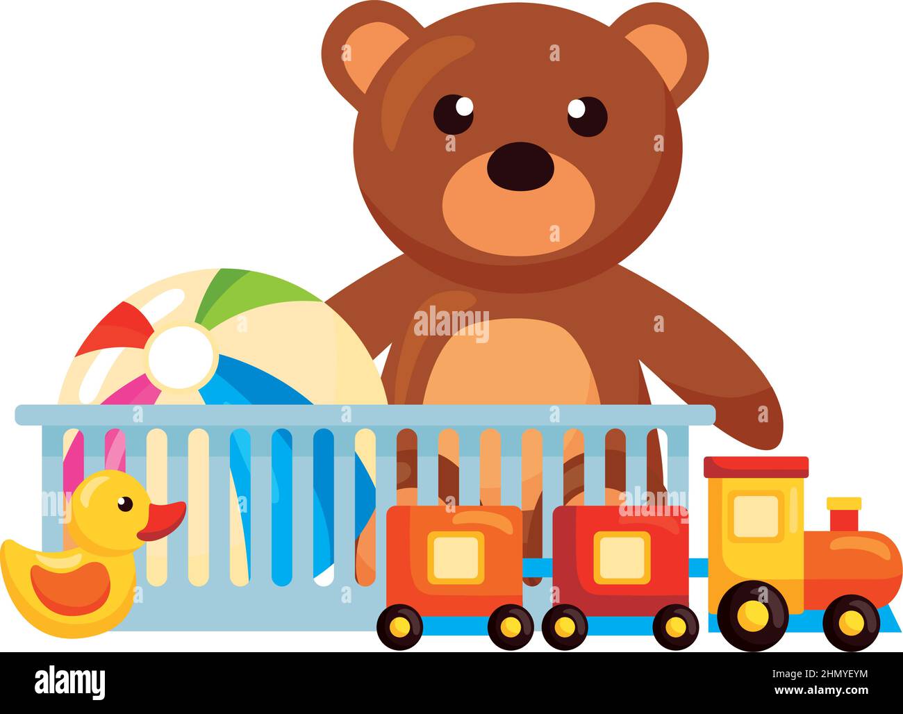 Teddy bear and train toy Stock Vector Image & Art - Alamy