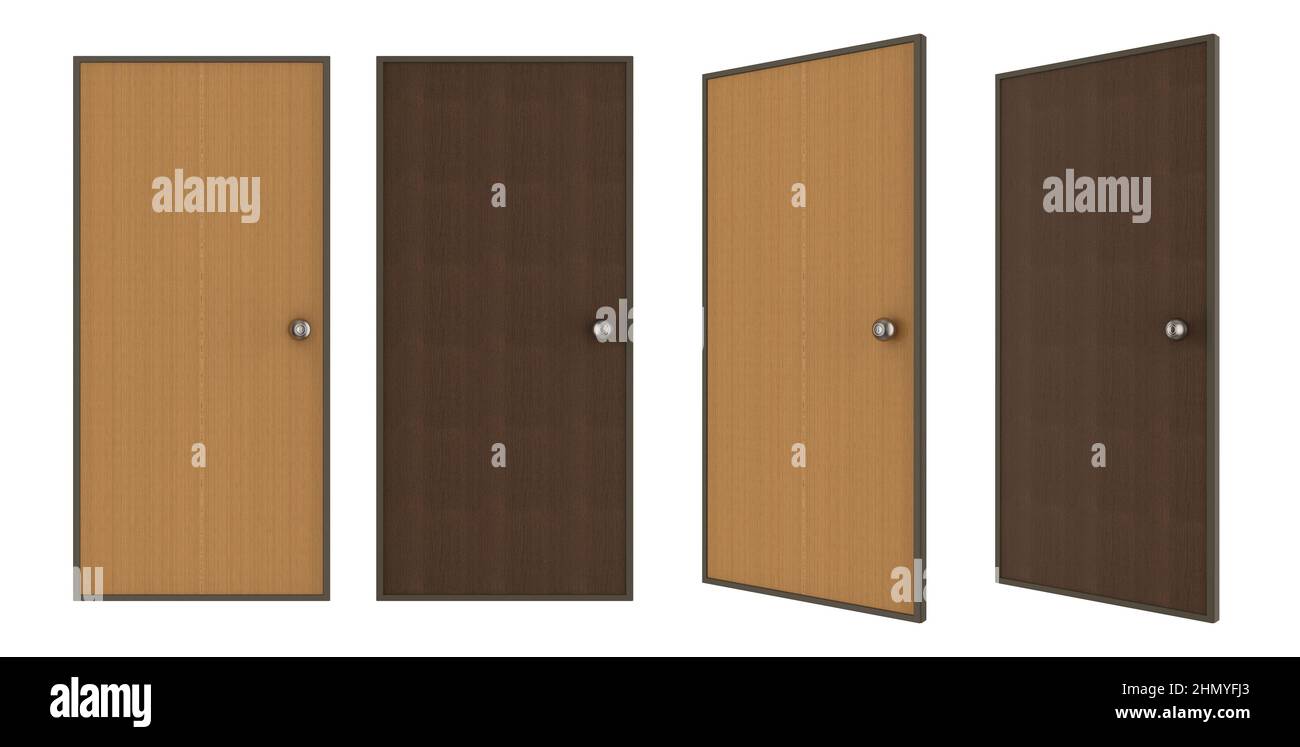 3d rendering set of wooden doors isolated on white Stock Photo - Alamy