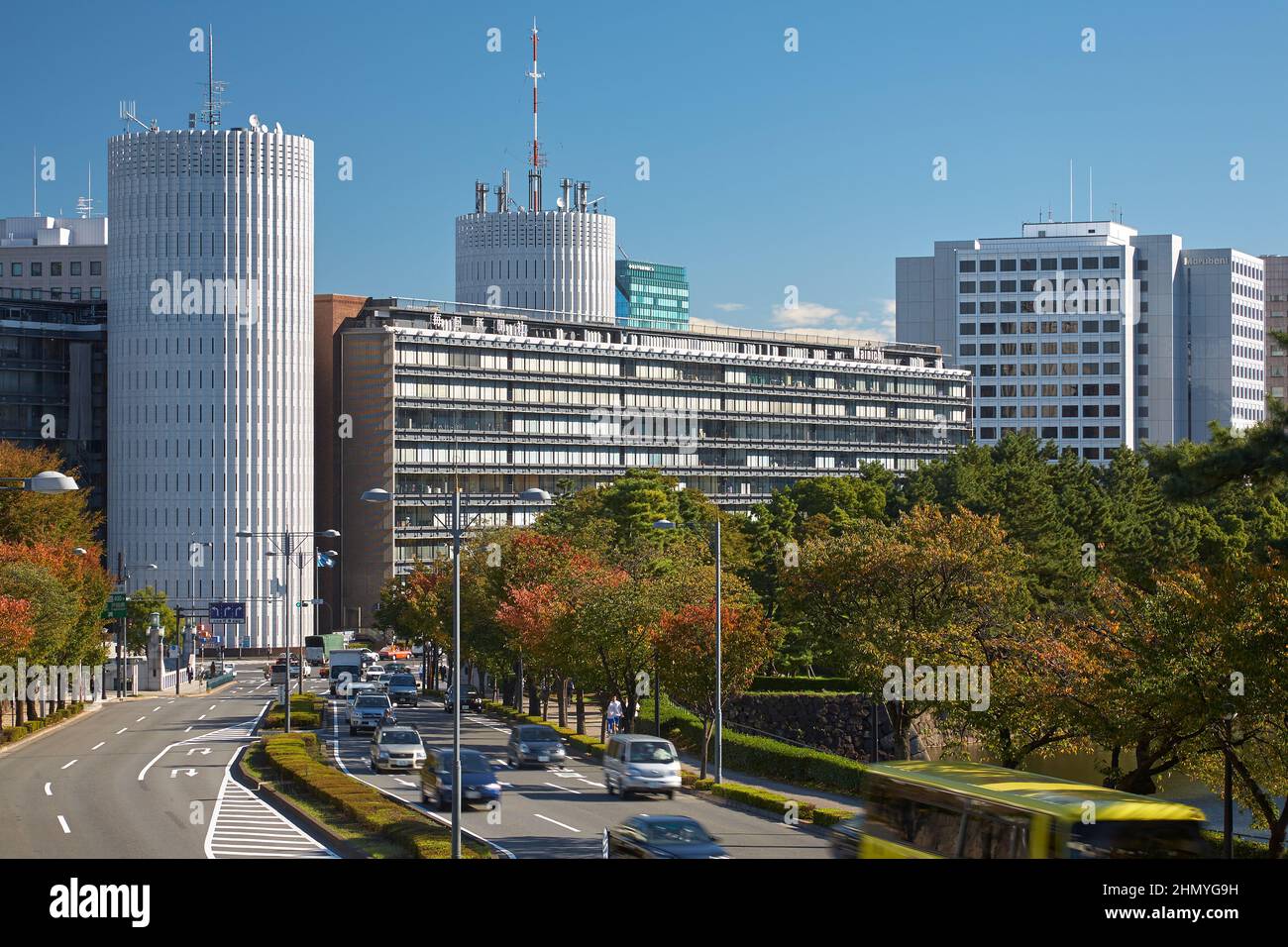 The view of Hitotsubashi area of Chiyoda with remarkable cylindrical ...