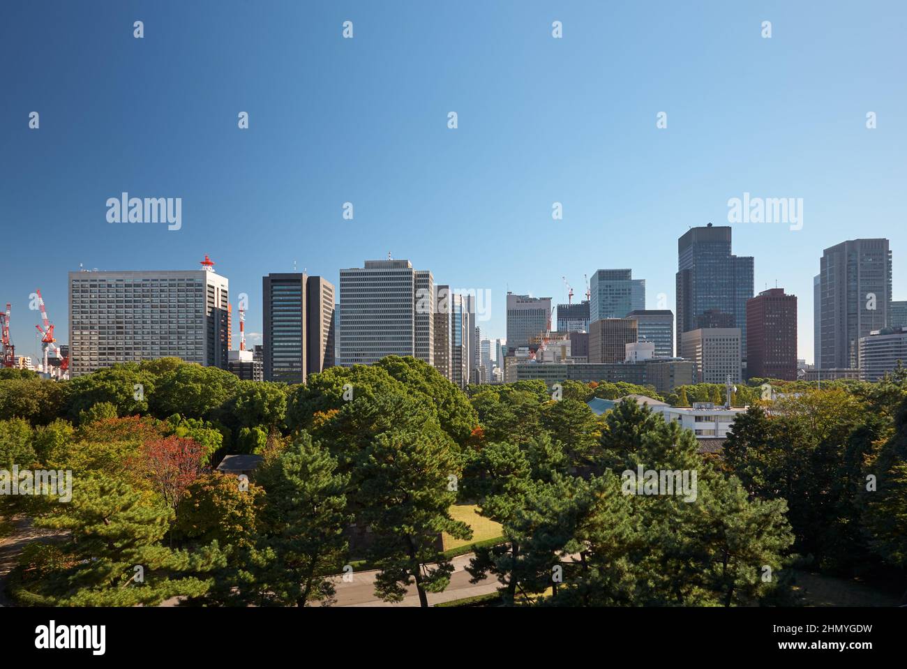 Skyscrapers of Marunouchi commercial and financial district, viewed ...