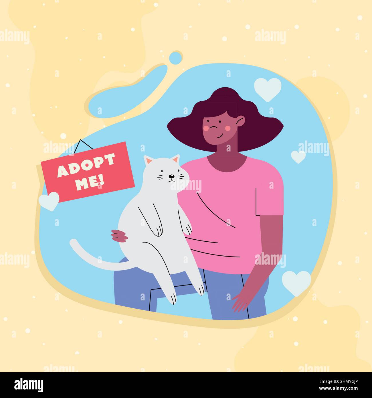 cat on woman with adopt me banner Stock Vector Image & Art - Alamy