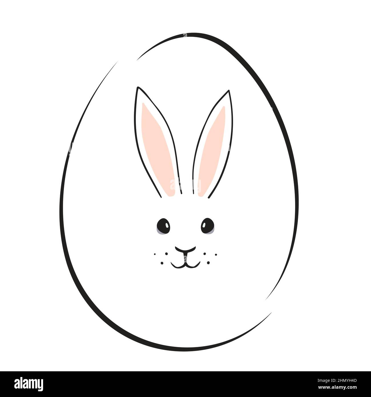 Bunny face in white Easter Egg. Vector illustration. White simple ...