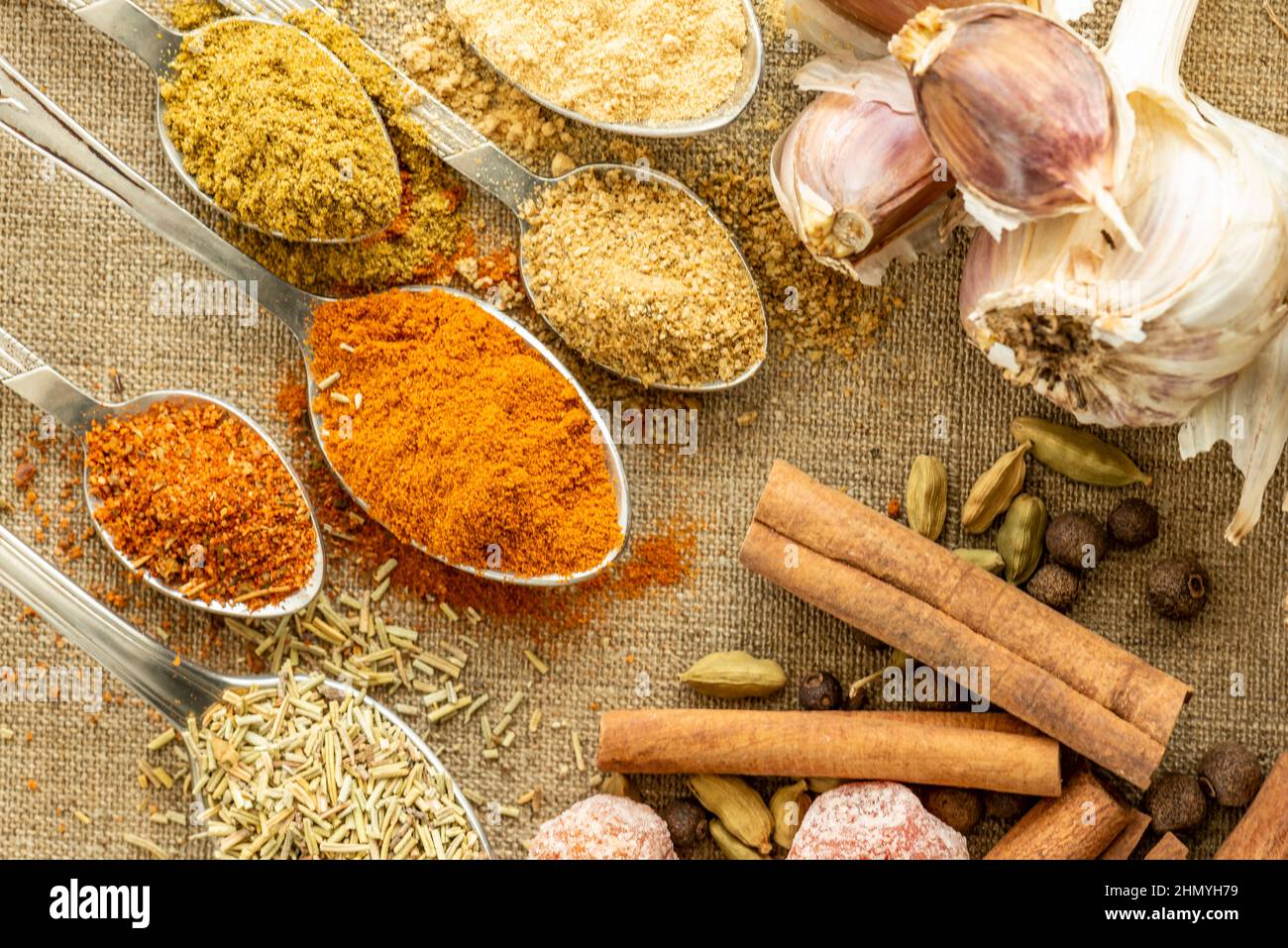 spices and herbs on background ingredients Stock Photo - Alamy