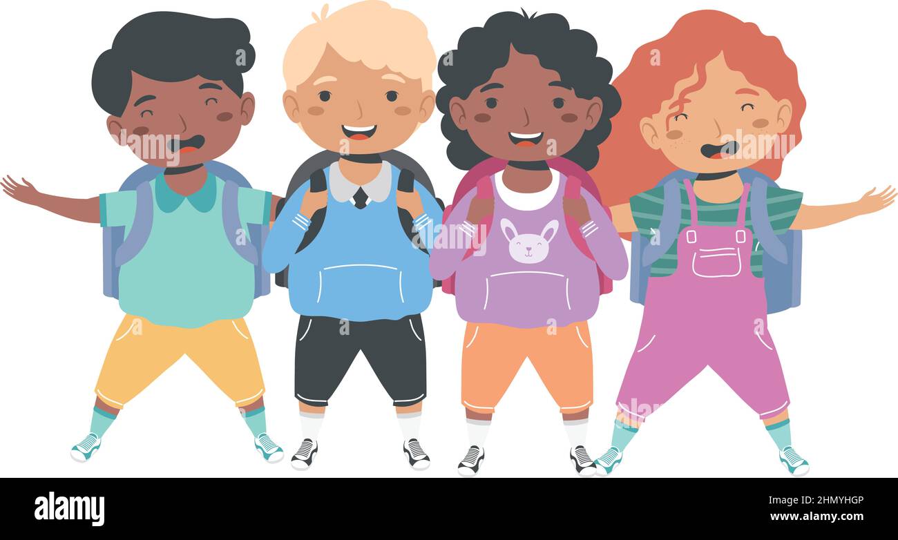 four students kids characters group Stock Vector Image & Art - Alamy