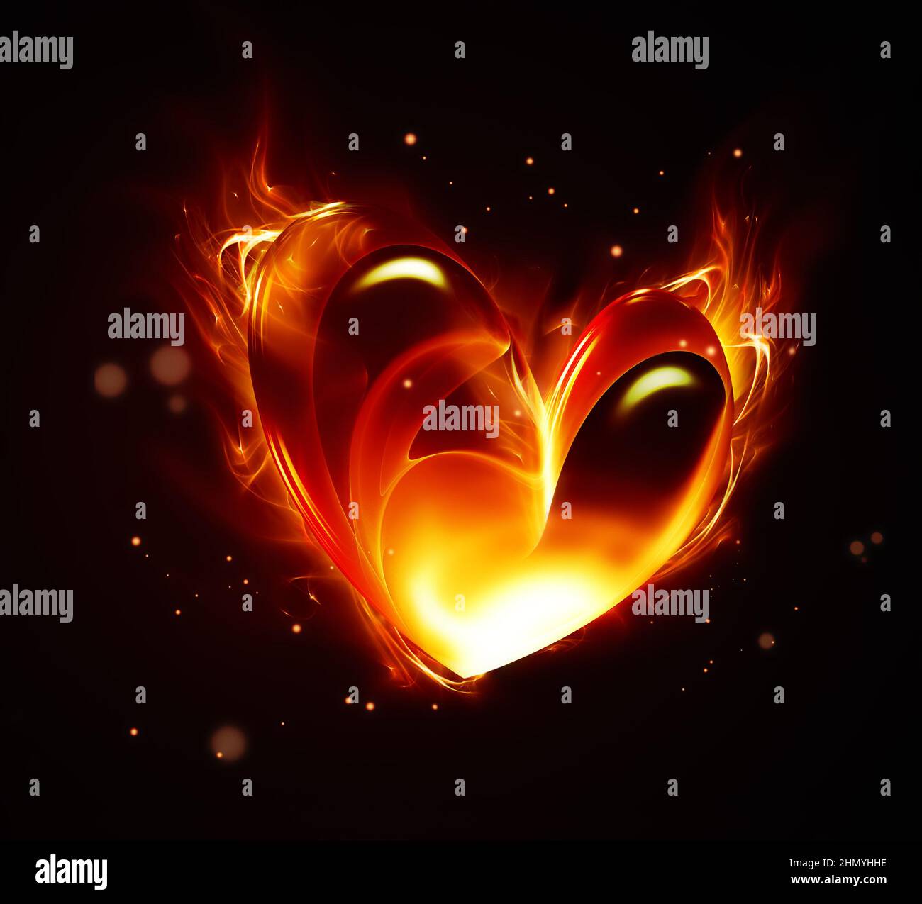 Burning fire heart illustration hi-res stock photography and images - Alamy