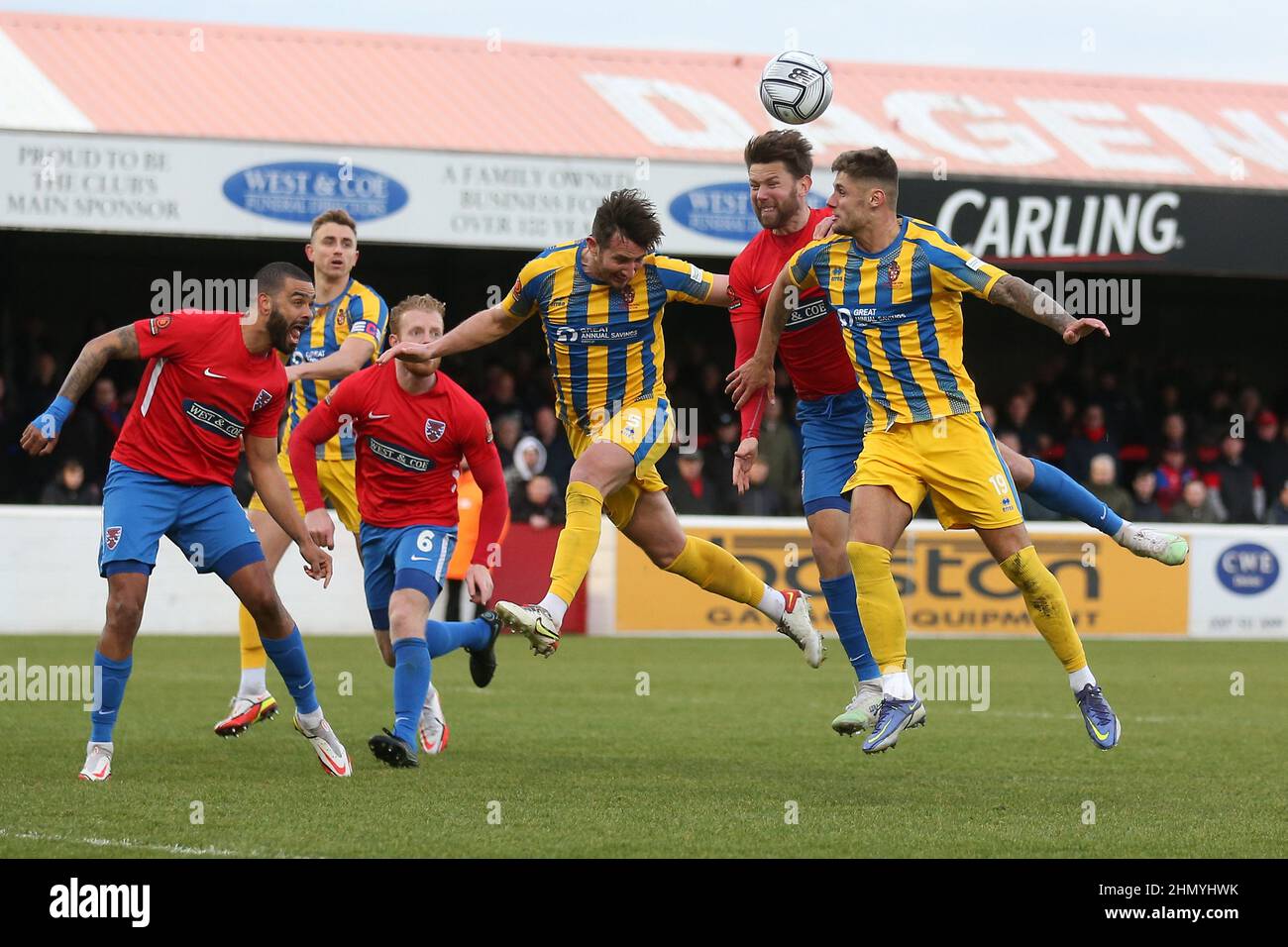 Callum Reynolds of Dagenham and Redbridge goes close to a goal during ...