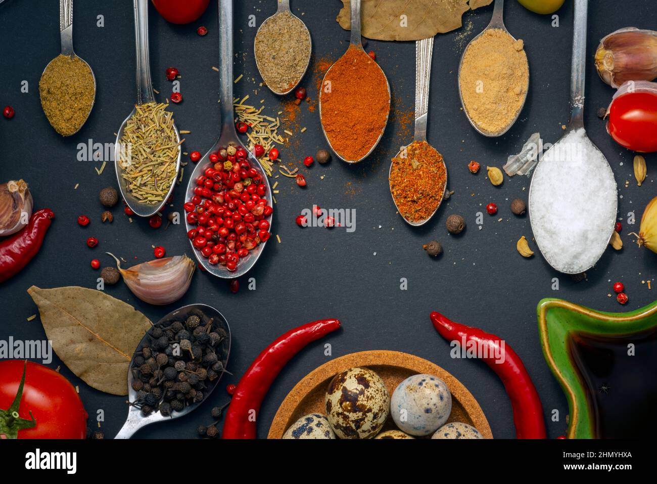 Variety spices herbs on kitchen hi-res stock photography and images - Alamy