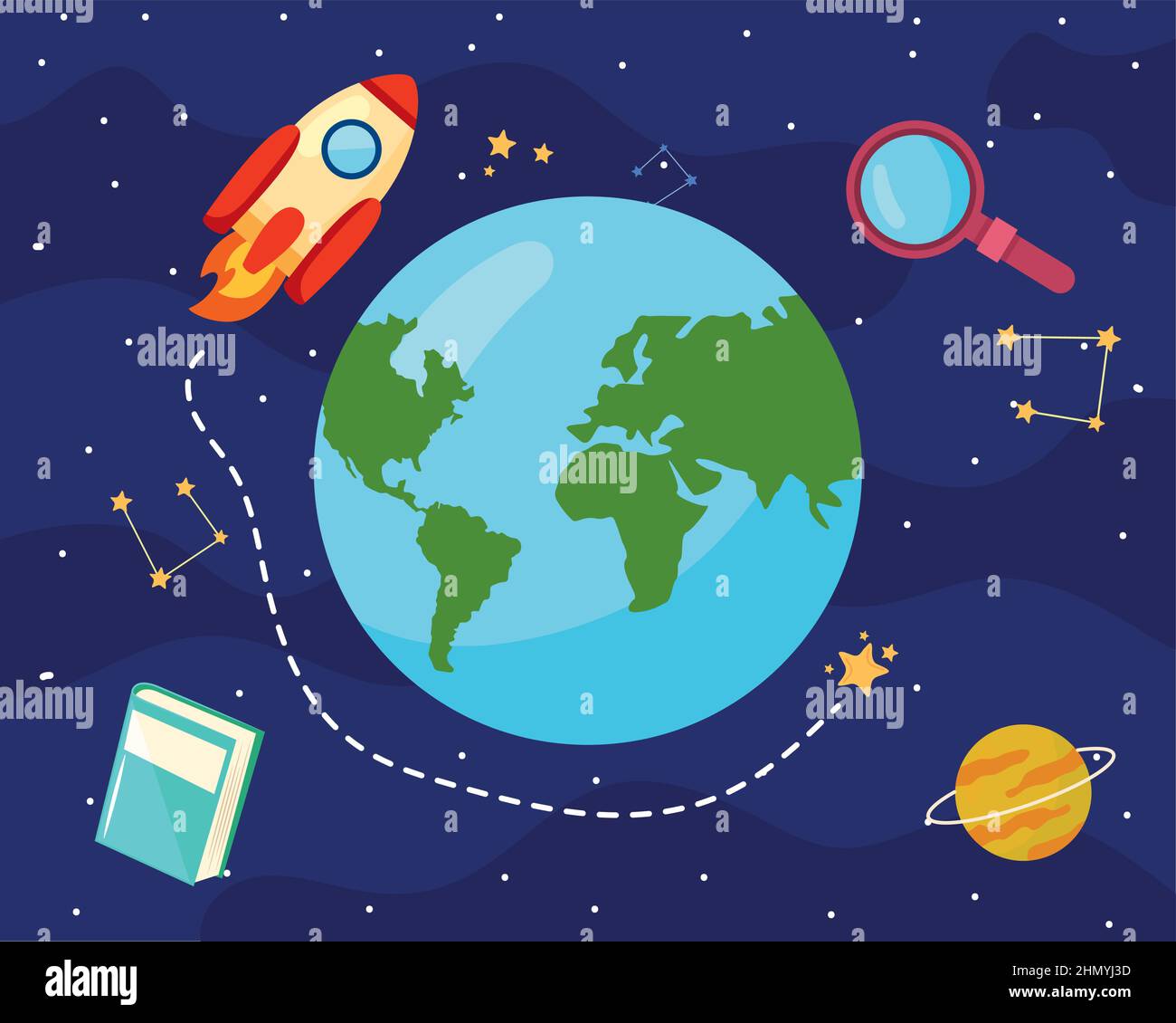 earth and symbols on blue background Stock Vector Image & Art - Alamy