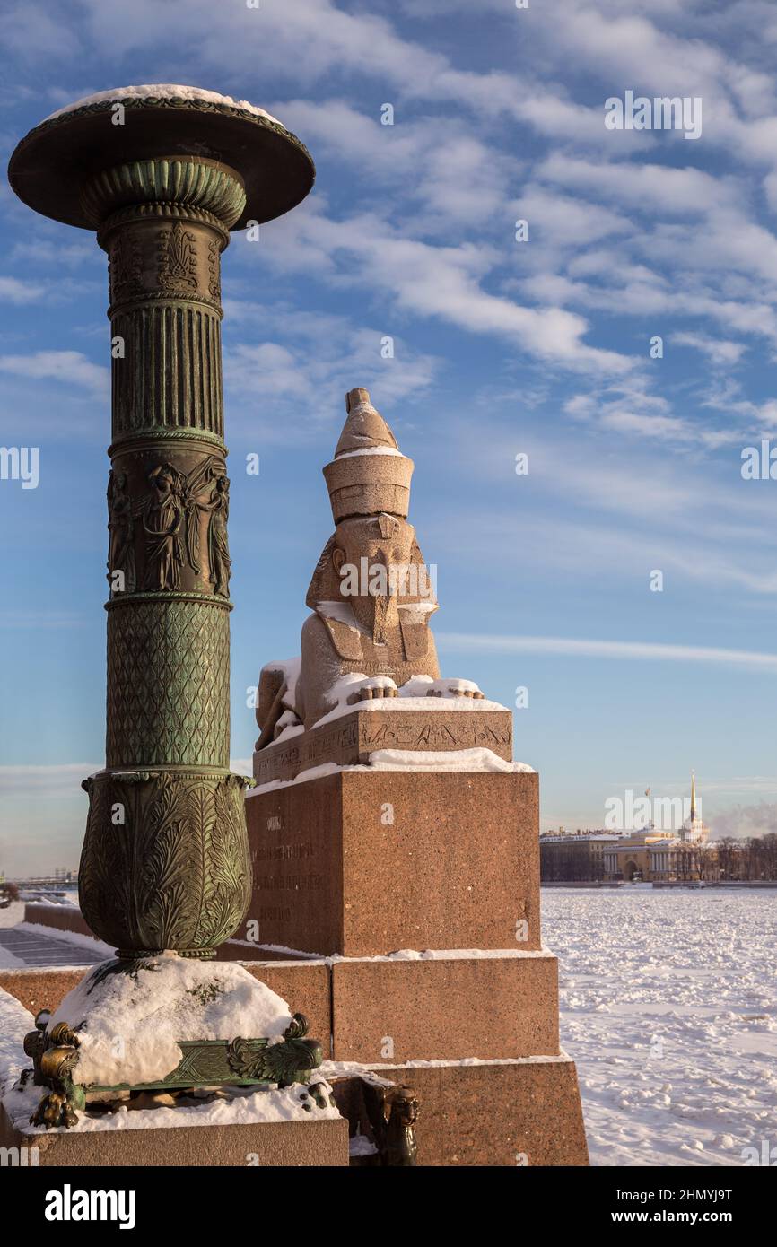 Ancient Egyptian Sphinx on the University Embankment of the Neva River ...