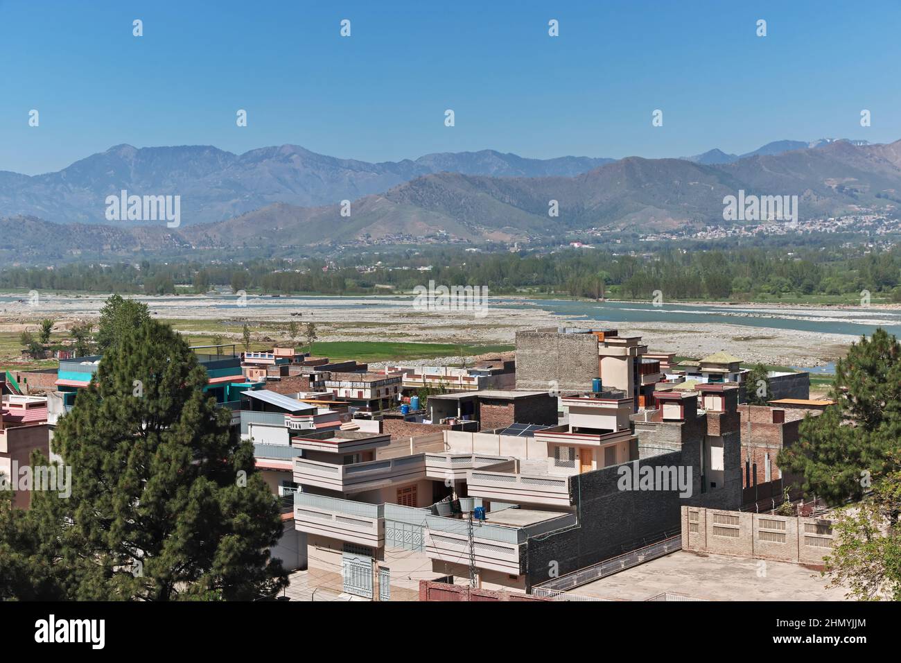 The panoramic view of Mingora in Swat valley of Himalayas, Pakistan ...