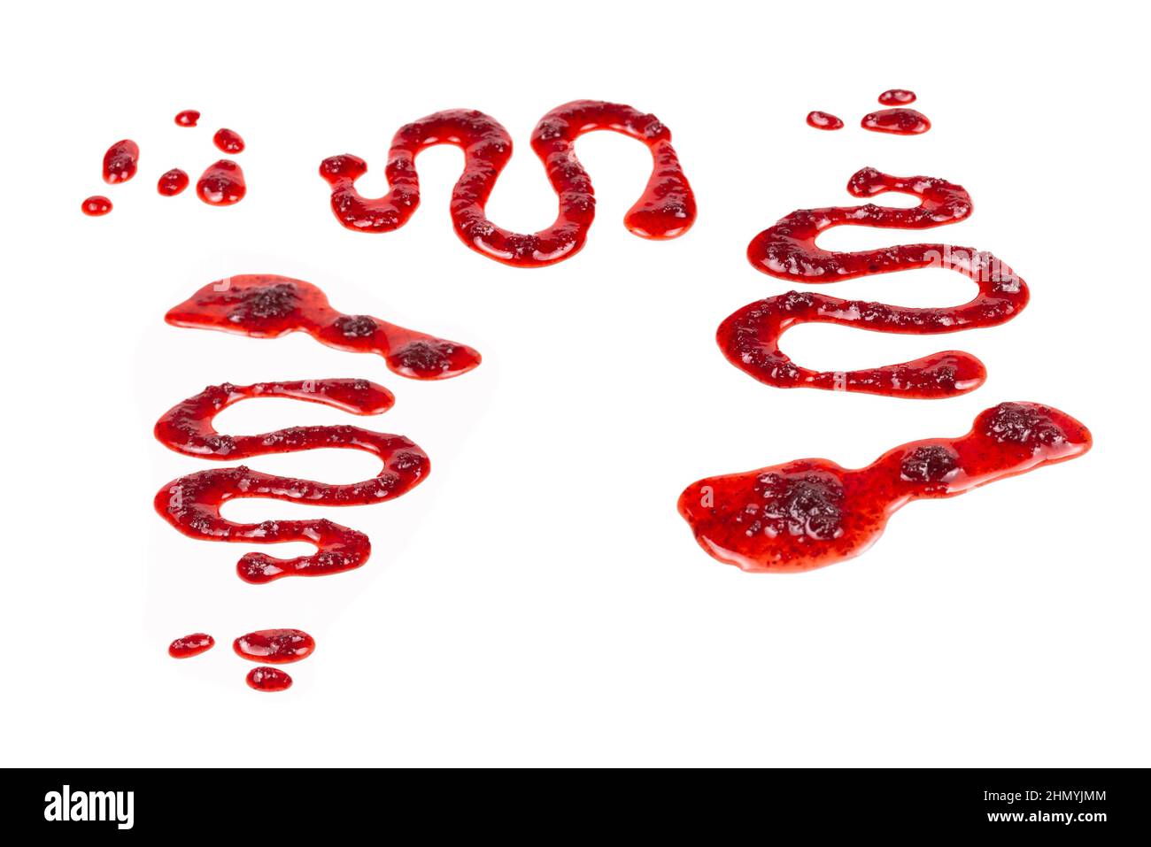 Red jam splashes isolated on white Stock Photo - Alamy