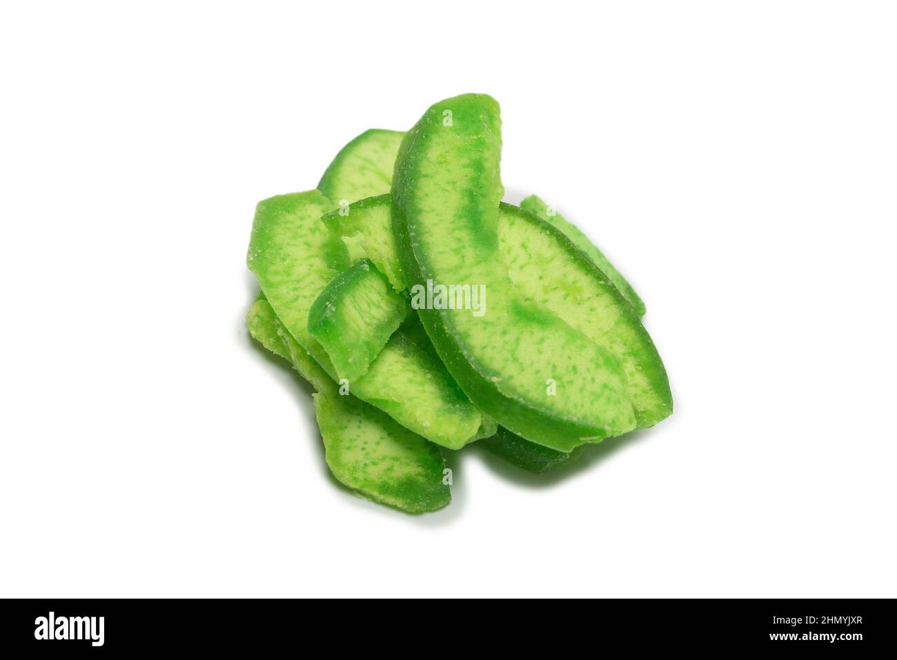 Slices of dried pummelo isolated on white background. Top view Stock ...