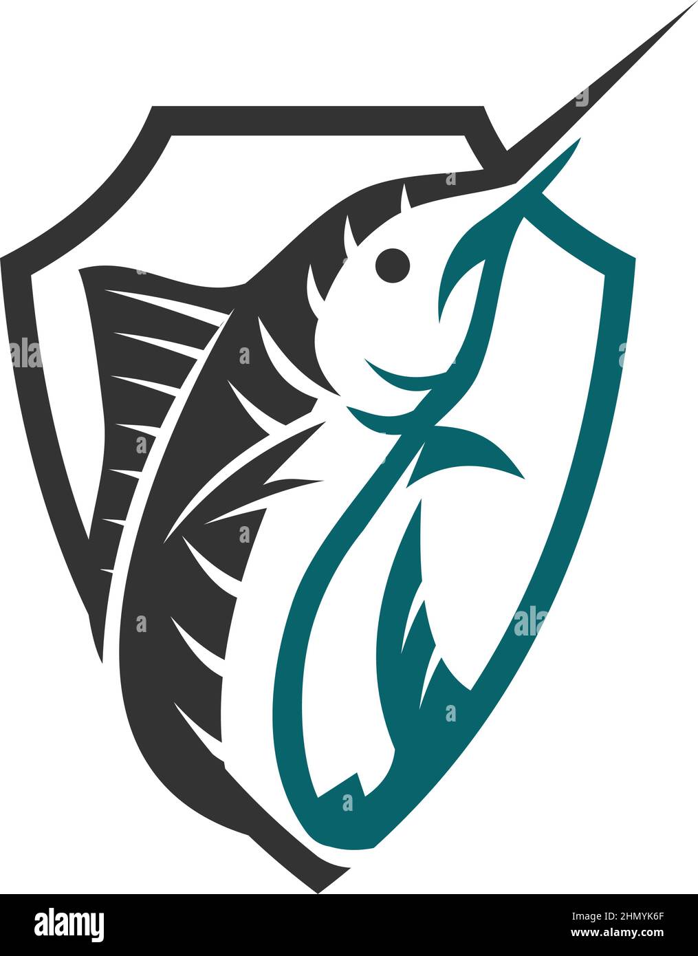 Marlin fish shield Icon Illustration Brand Identity Stock Vector Image ...