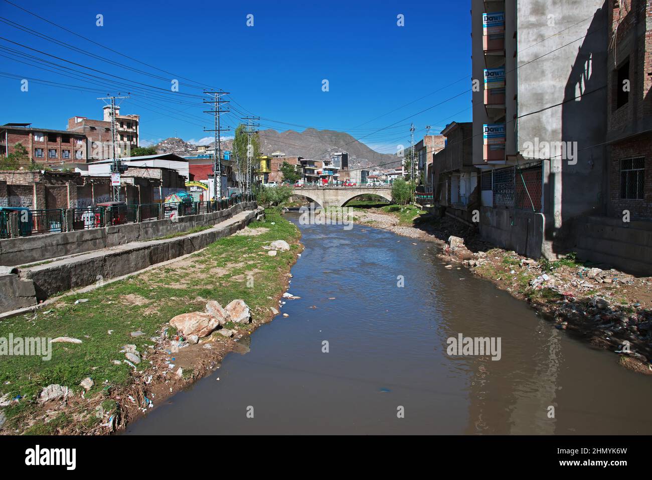 A small river in Mingora, Swat valley of Himalayas, Pakistan Stock ...