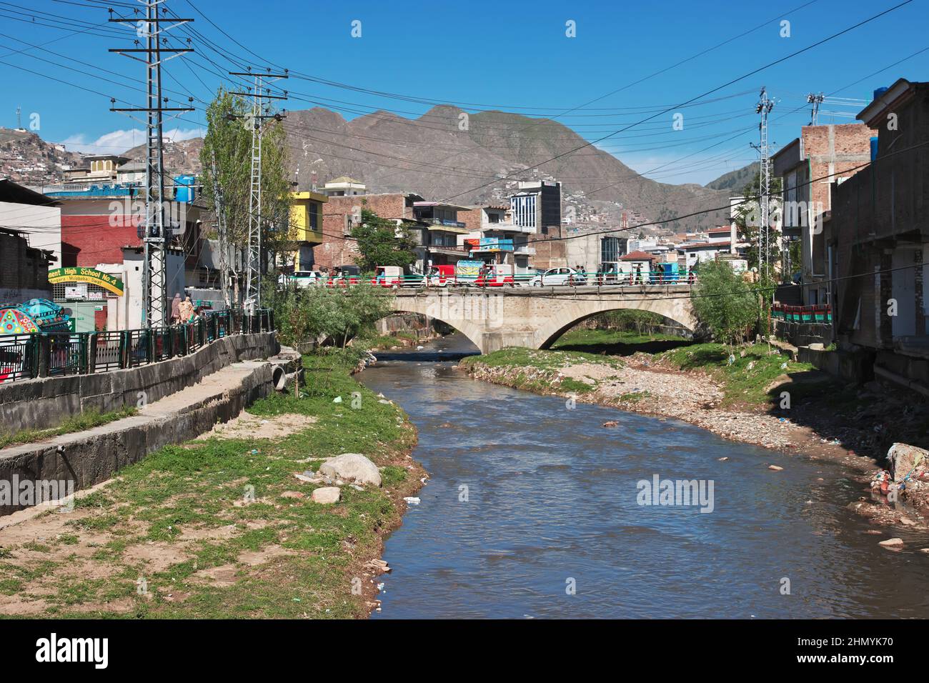 A small river in Mingora, Swat valley of Himalayas, Pakistan Stock ...