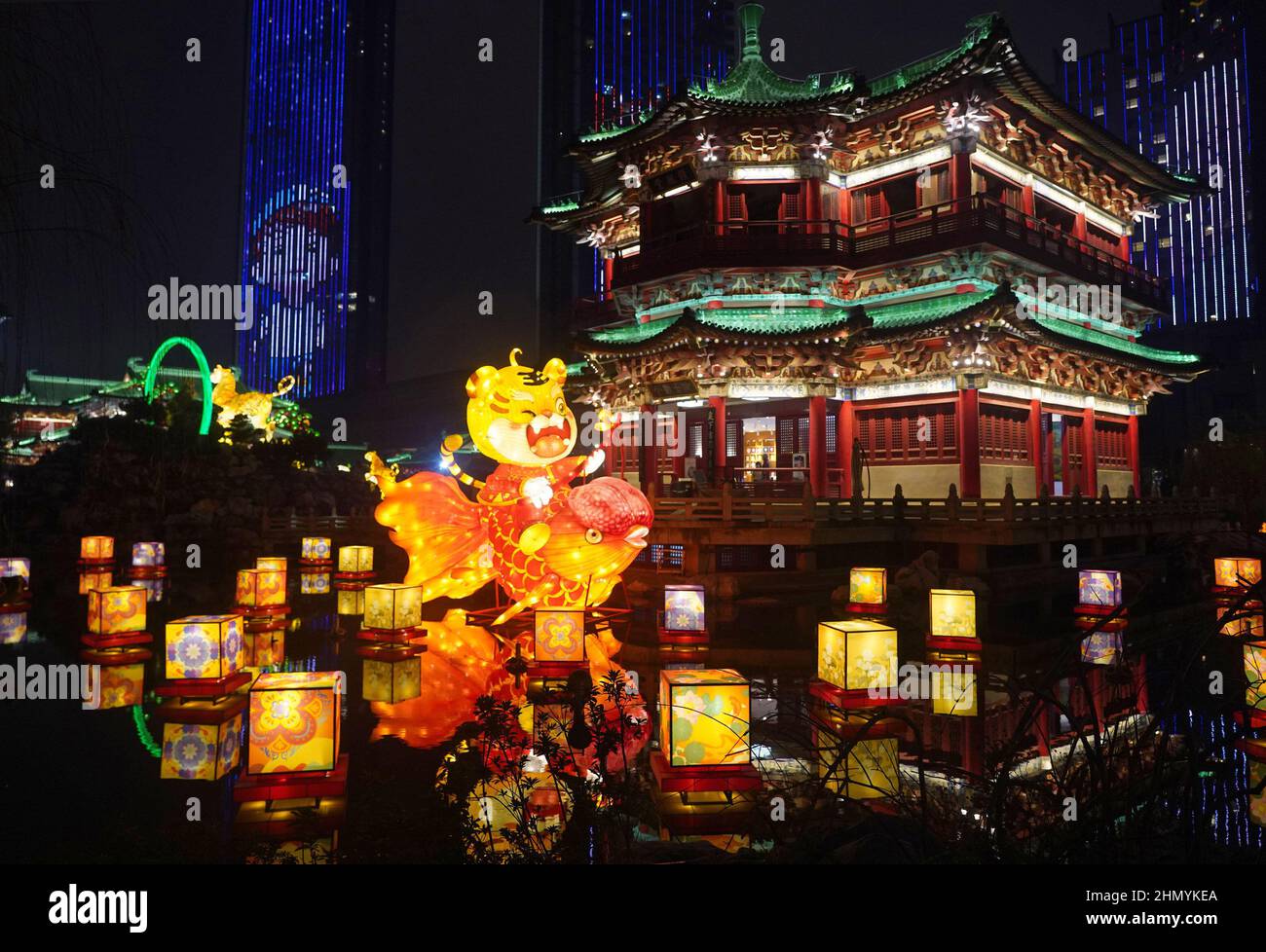 Nanchang. 12th Feb, 2022. Photo taken on Feb. 12, 2022 shows the light ...