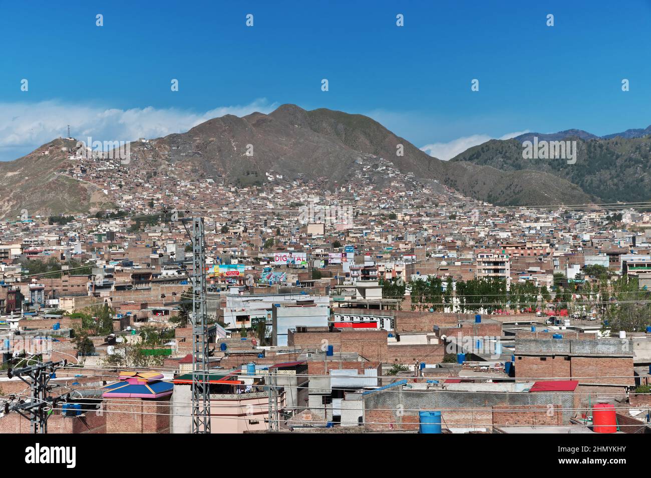 The panoramic view of Mingora in Swat valley of Himalayas, Pakistan ...