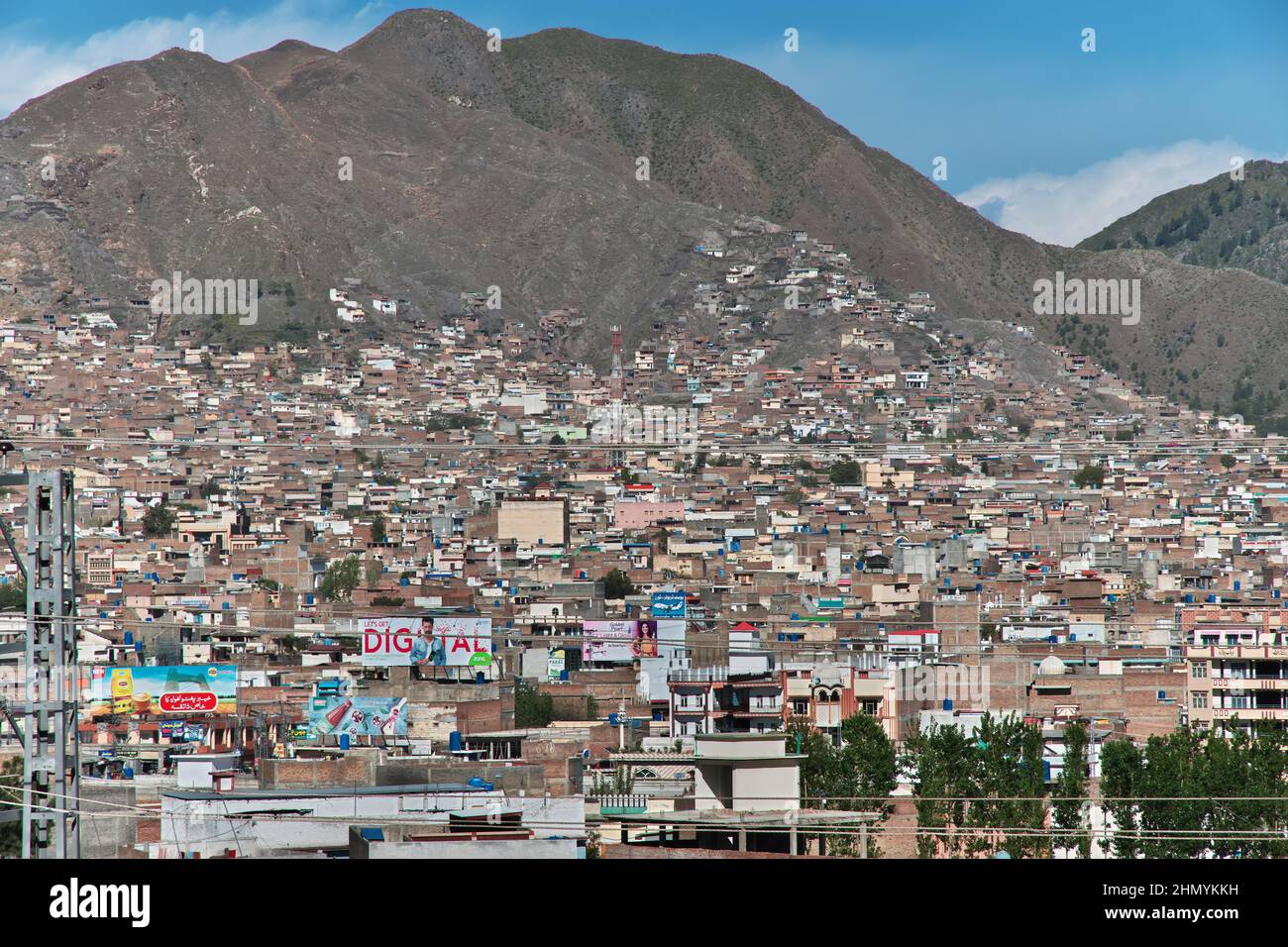 The panoramic view of Mingora in Swat valley of Himalayas, Pakistan ...