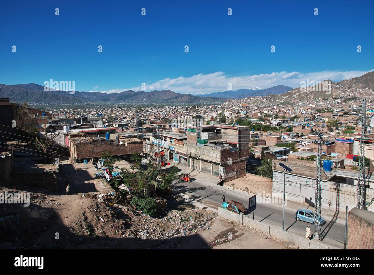 The panoramic view of Mingora in Swat valley of Himalayas, Pakistan ...