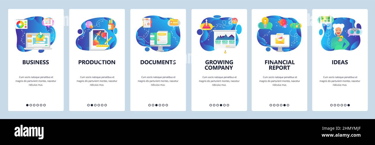Onboarding for web site and mobile app. Menu banner vector template for ...