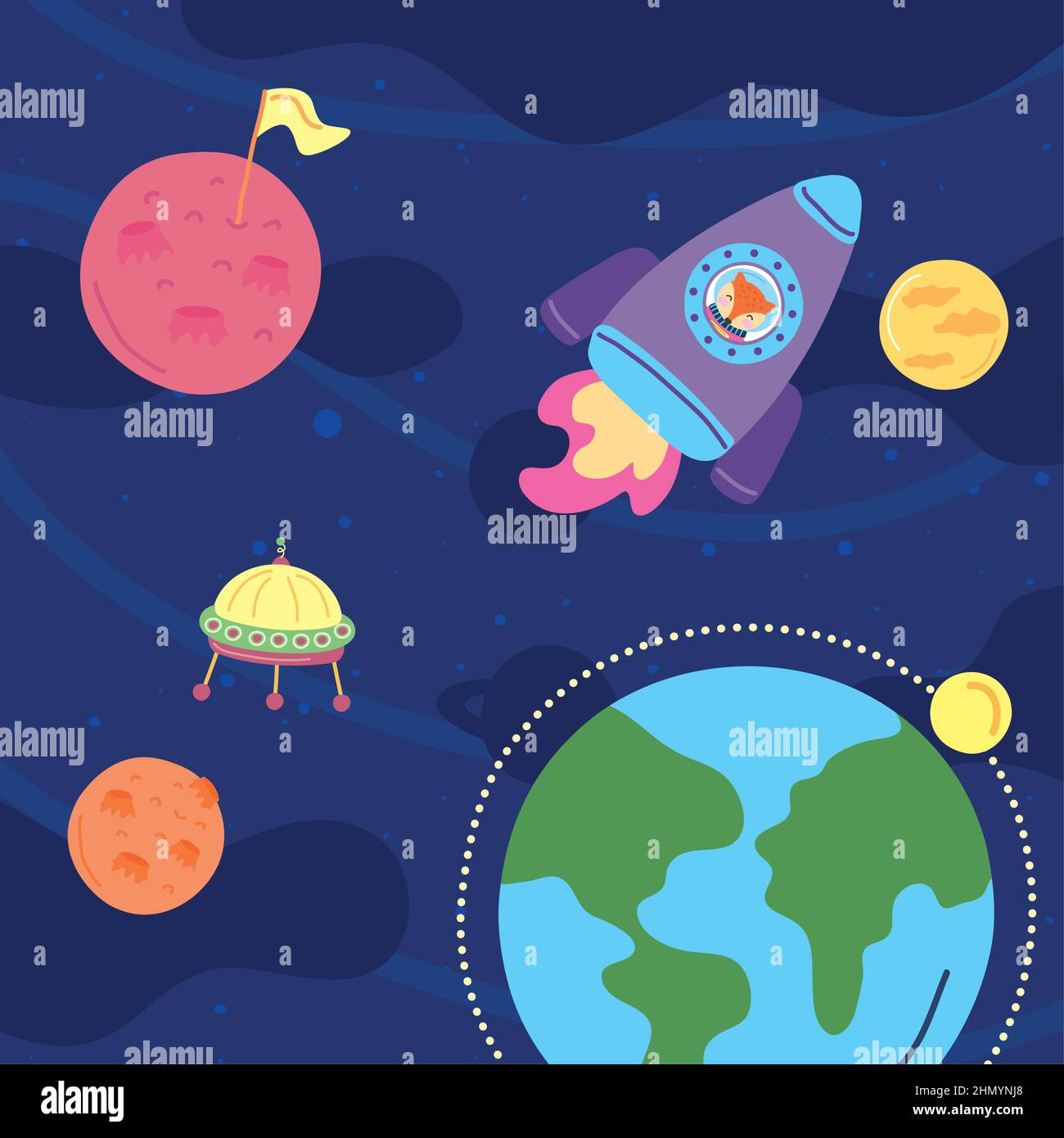 astronaut fox cartoon at space Stock Vector Image & Art - Alamy