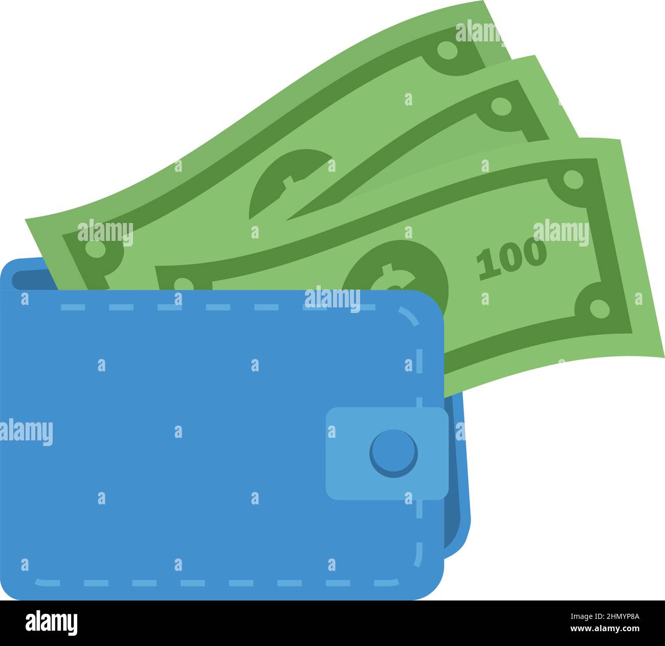 blue wallet illustration with dollars Stock Vector Image & Art - Alamy