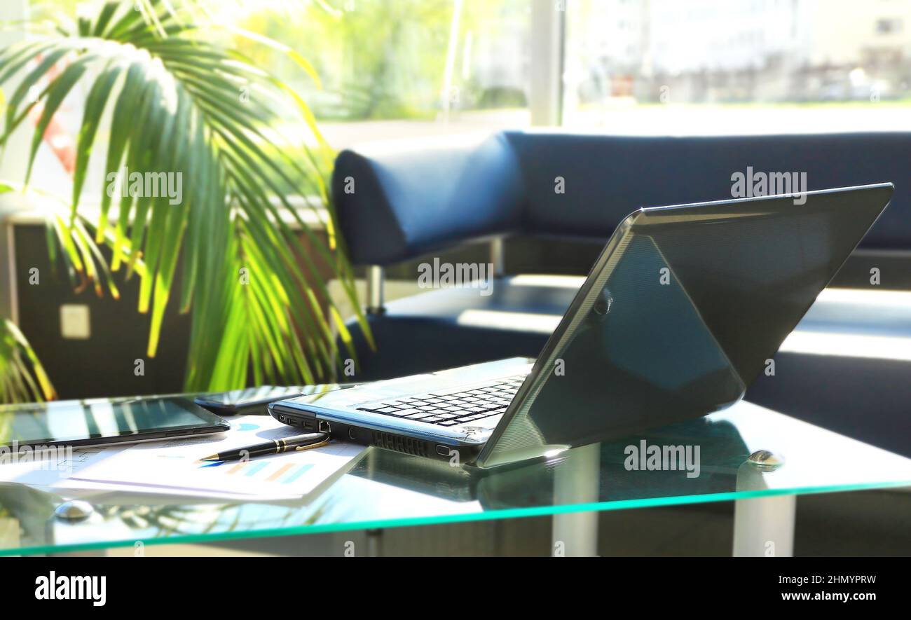 Closeup photo of laptop computer with open top. Blank screen Stock ...