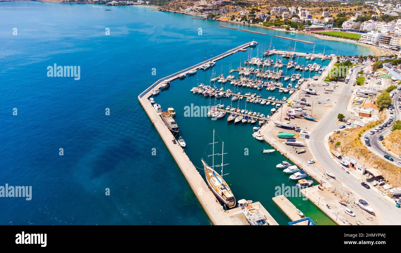 the town of Agios Nicholas on the island of Crete in Greece, in the ...