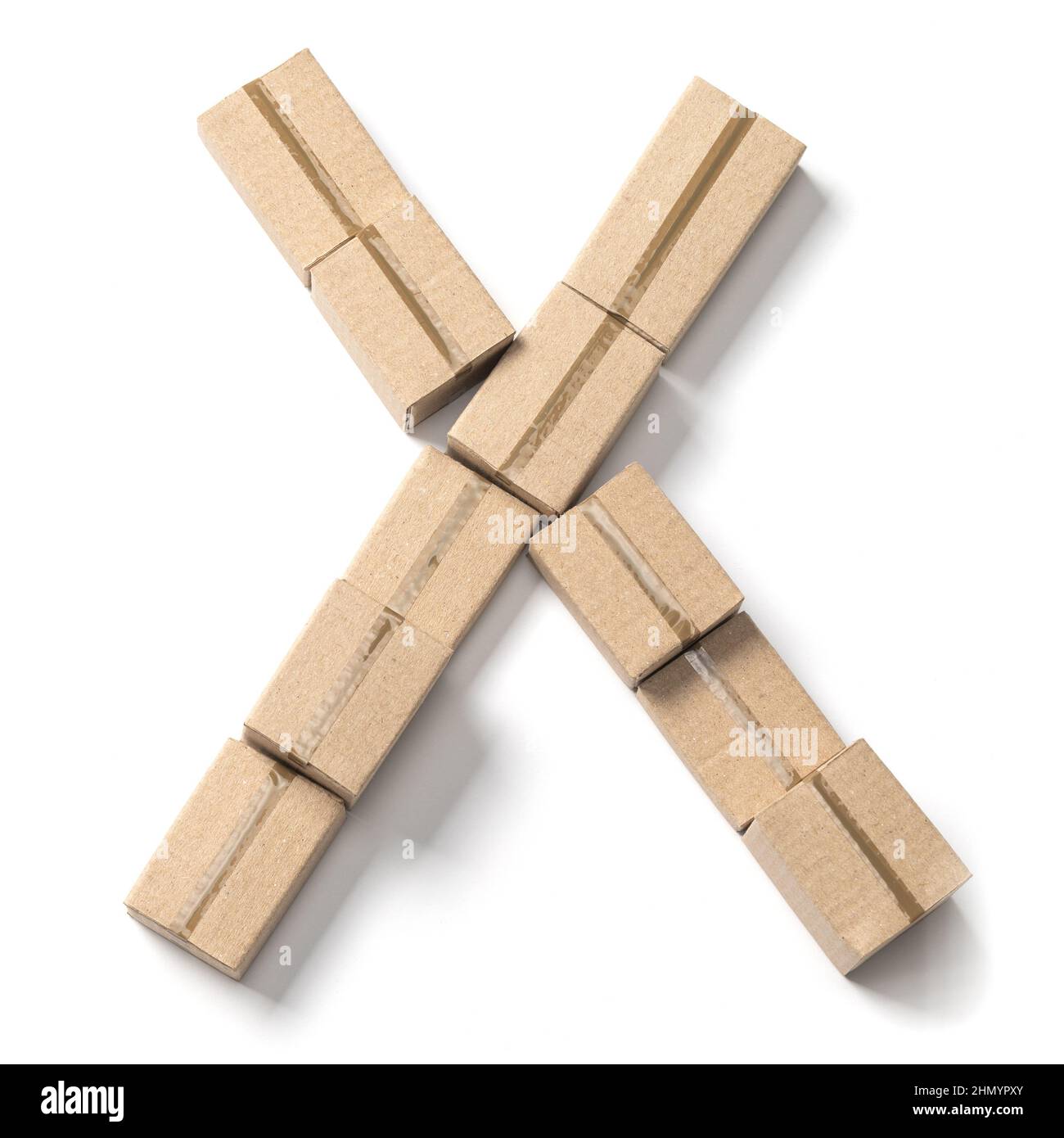 Letter X. Alphabet from cardboard boxes for delivery isolated on white ...
