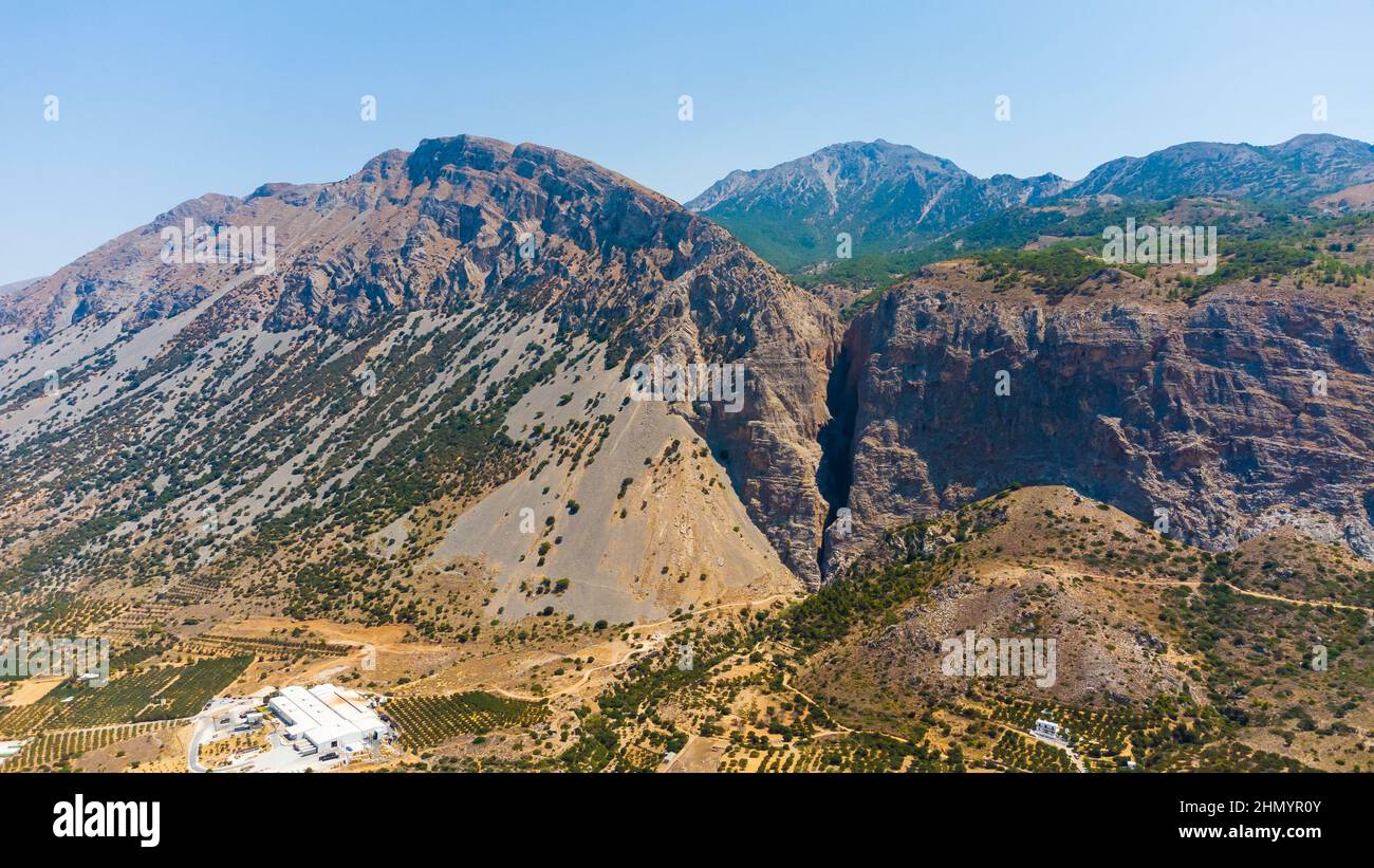 Crete mountain landscape, top view Stock Photo - Alamy