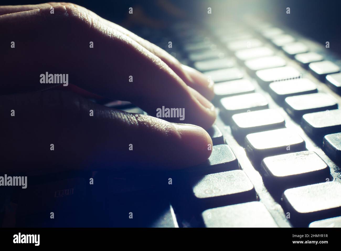 hands typing on the computer keyboard from above Stock Photo - Alamy