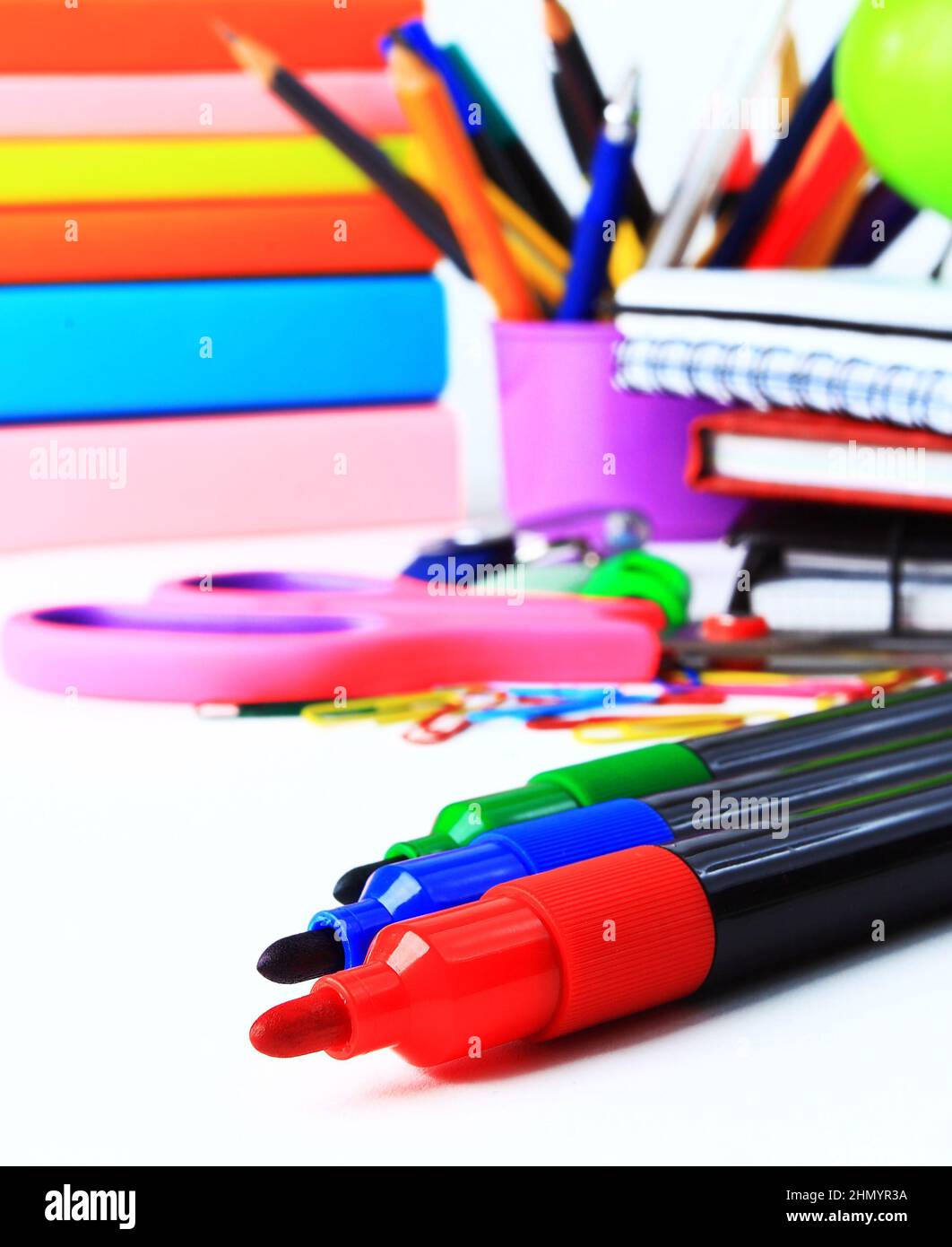 Office and student accessories on a white. Back to school concept Stock ...
