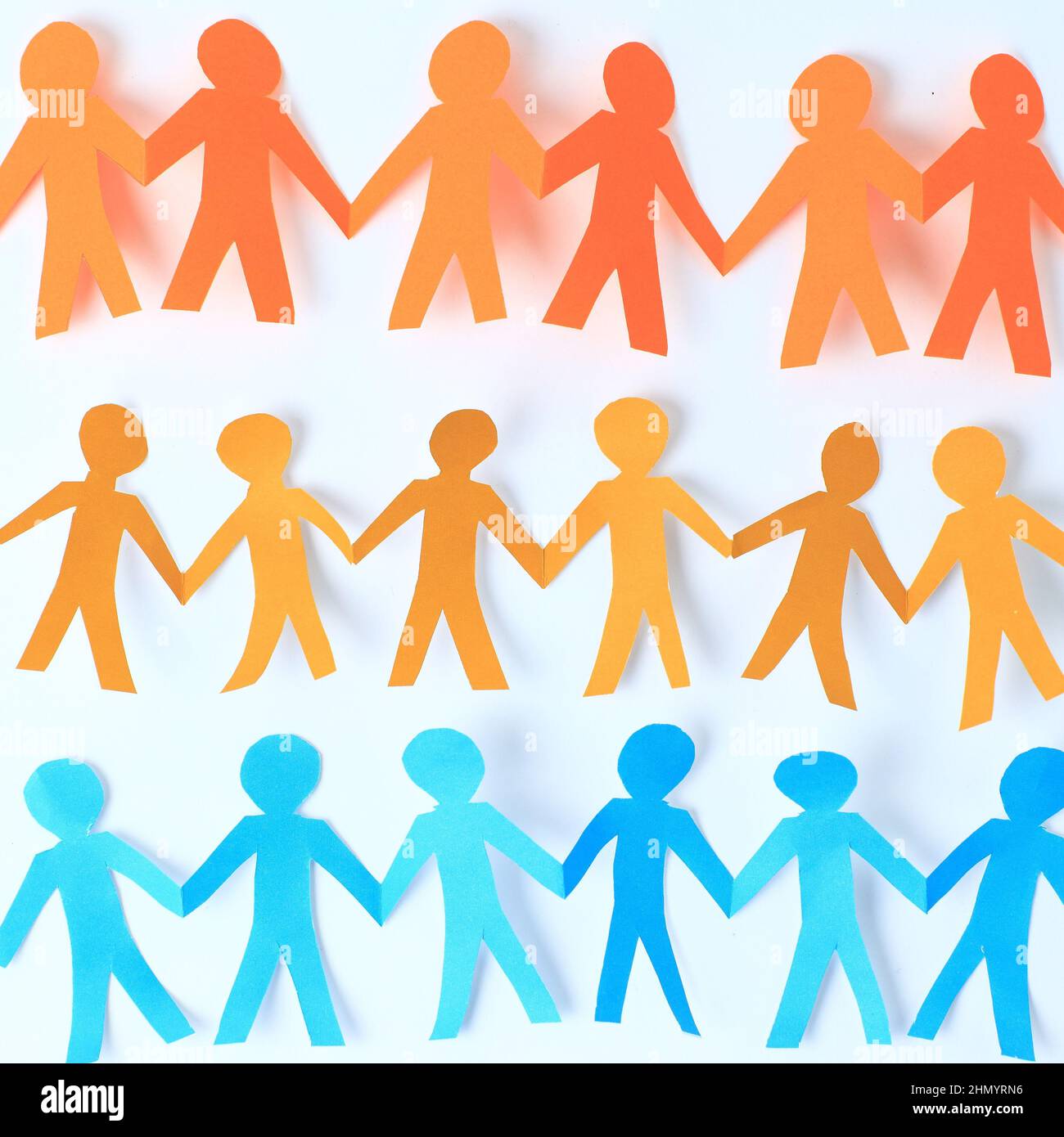 teamwork, paper people over white background Stock Photo - Alamy
