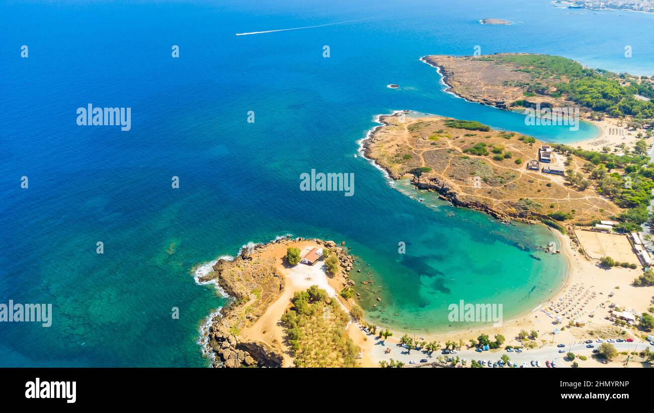 Panoramic aerial view from above of the city of Chania, Crete island ...
