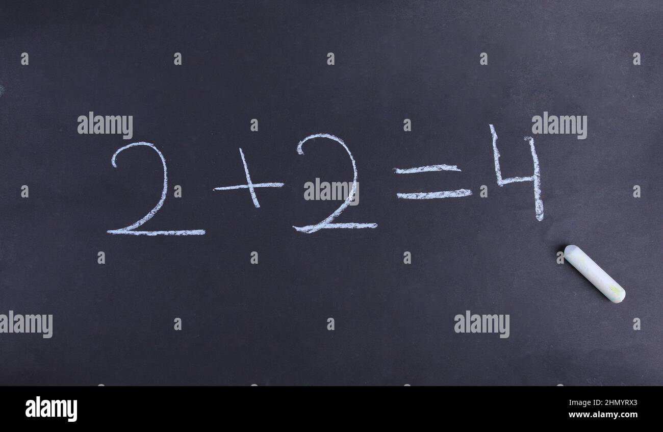 A young student has solved a basic math equation on a chalkboard Stock ... A young student has solved a basic math equation on a chalkboard Stock ...