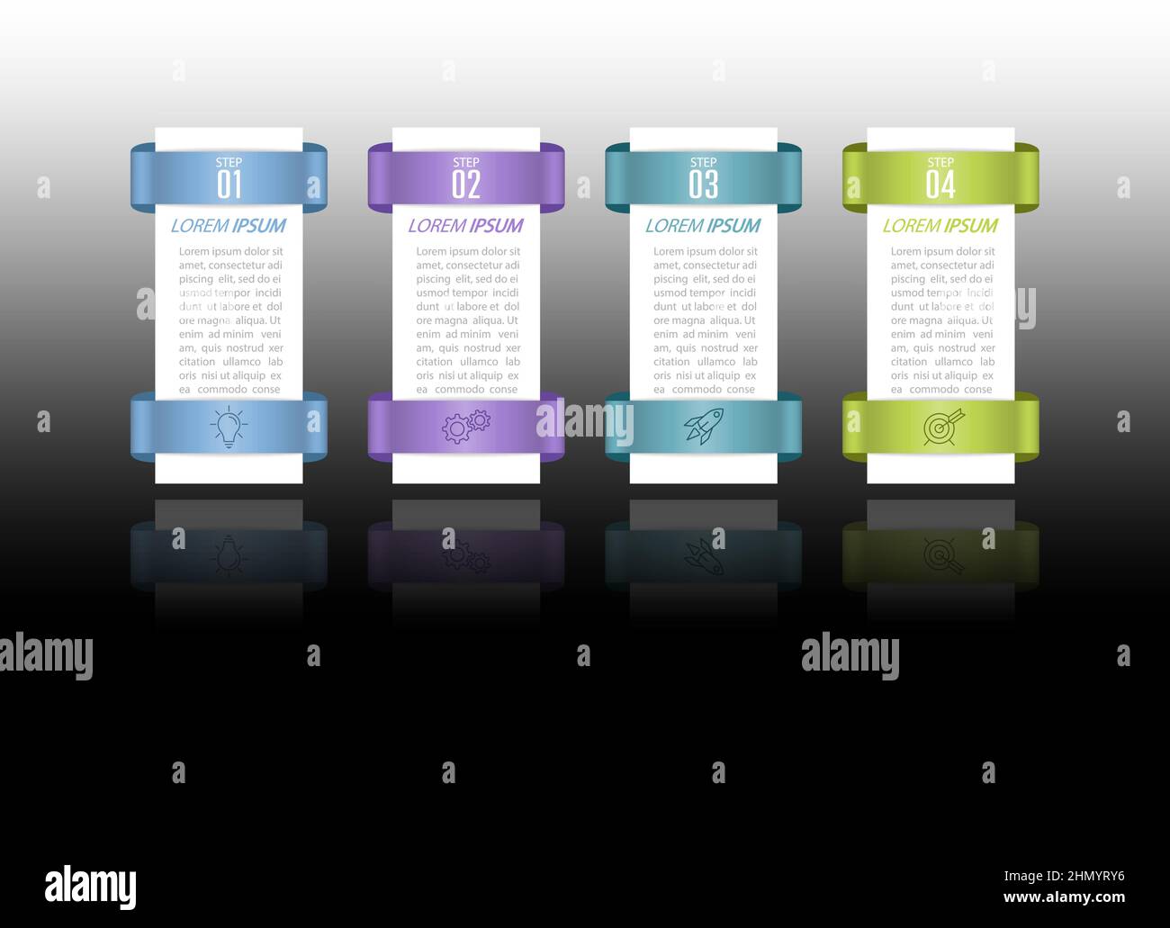 Infographics. 4 stages of development, marketing, workflow or plan ...