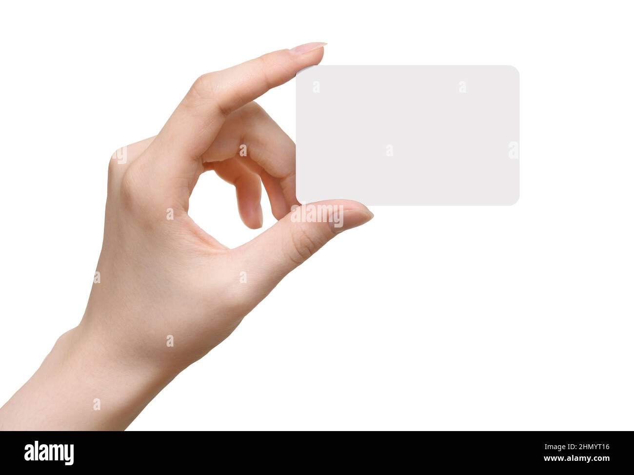 Womens hand holding bank card isolated on a white background Stock ...