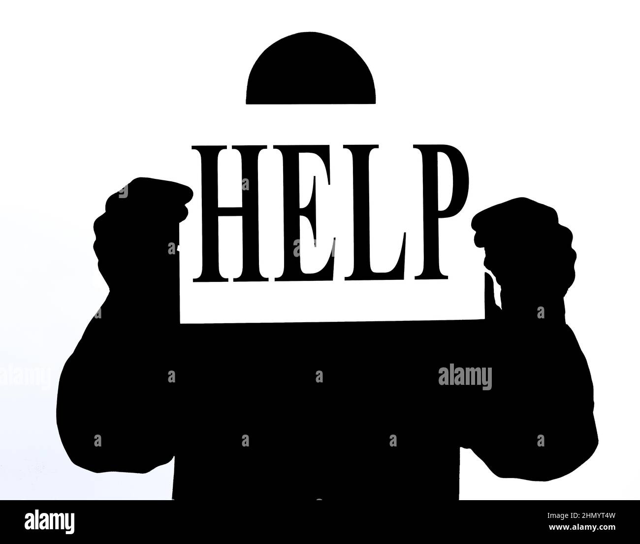 A shadow with a request for help. Isolated on a white background Stock ...