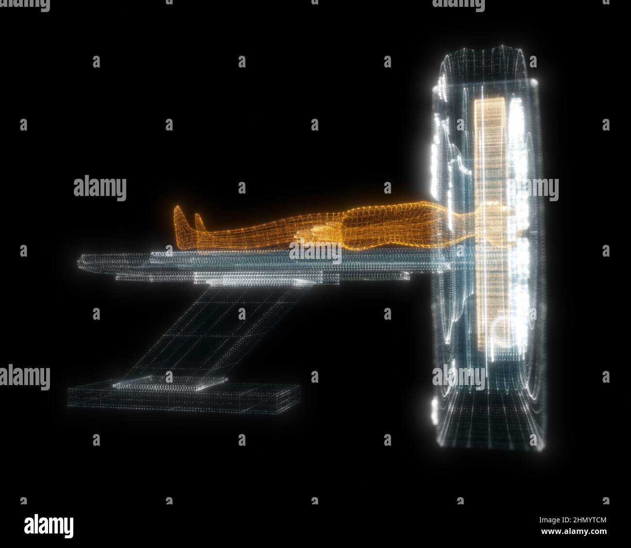 Digital MRI scan with patient Hologram. Medicine and Technology Concept ...