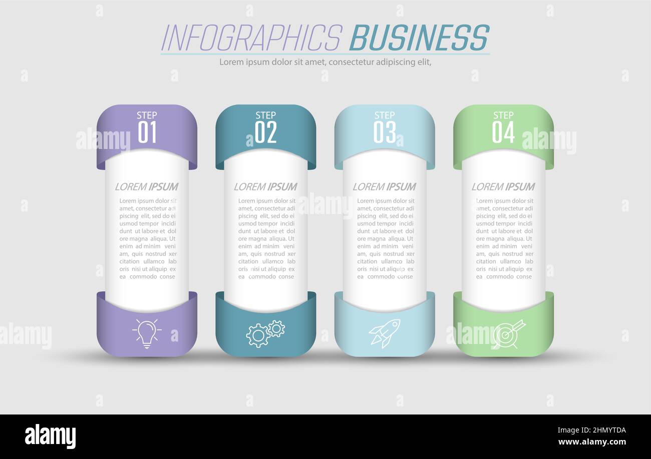 Infographics. 4 stages of development, marketing, workflow or plan ...