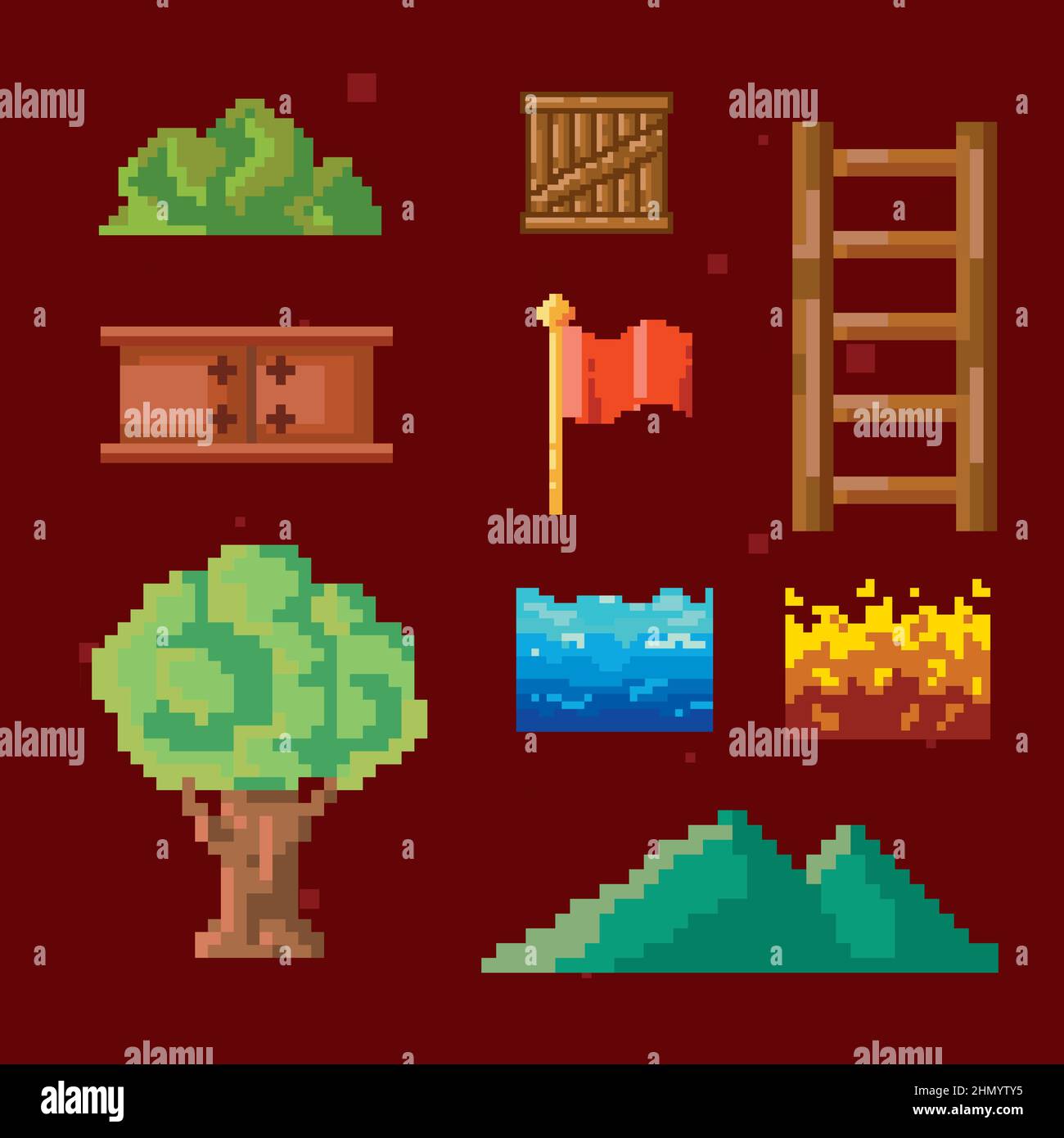 set of nine pixelated items Stock Vector Image & Art - Alamy