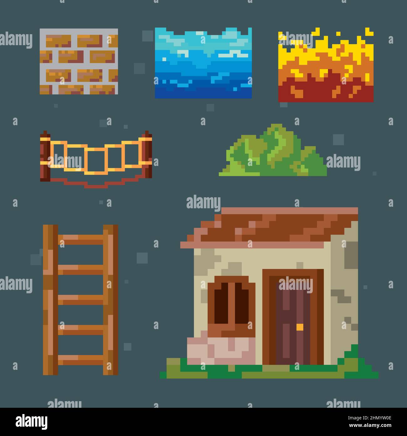 set of seven pixelated items Stock Vector Image & Art - Alamy