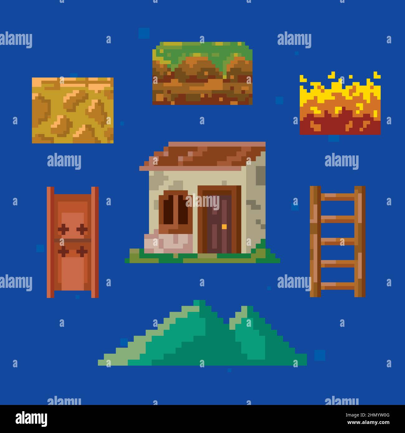 set of seven pixelated icons Stock Vector Image & Art - Alamy