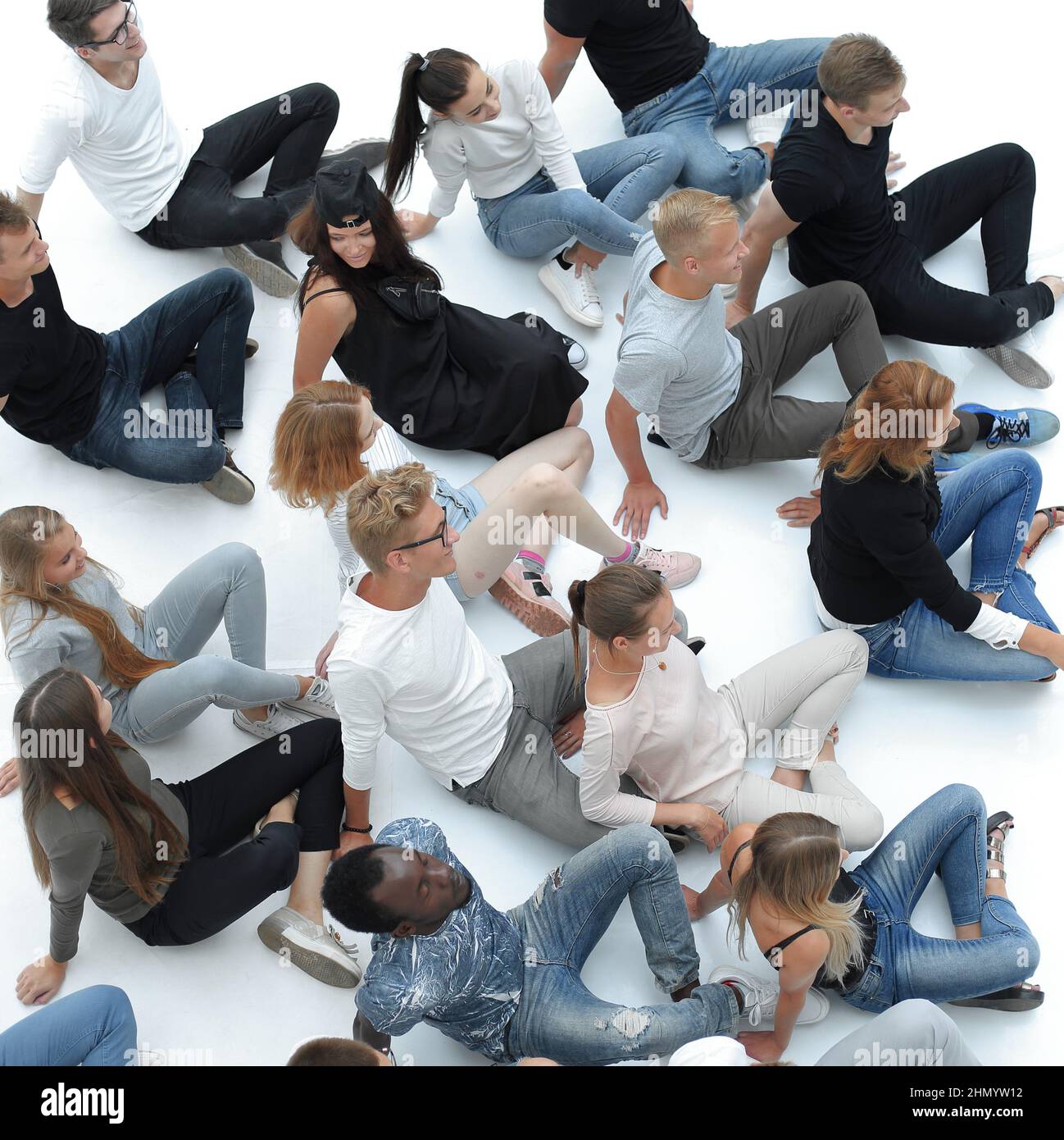 close up. different young people standing together Stock Photo - Alamy