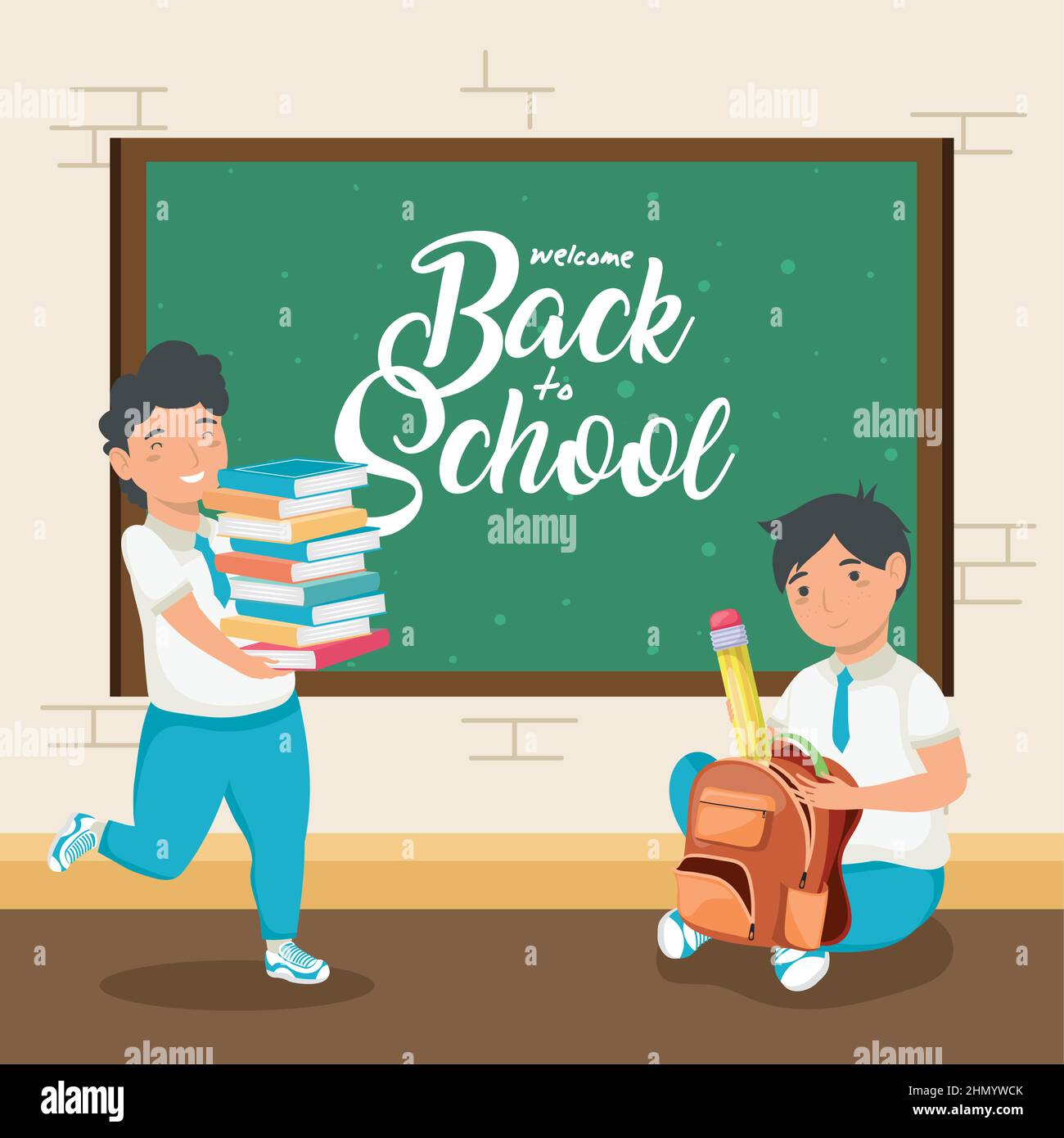 Students, books, bag Stock Vector Images - Alamy