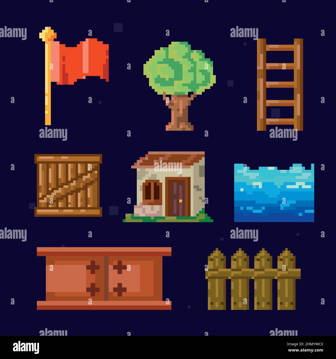 set of eight pixelated items Stock Vector Image & Art - Alamy