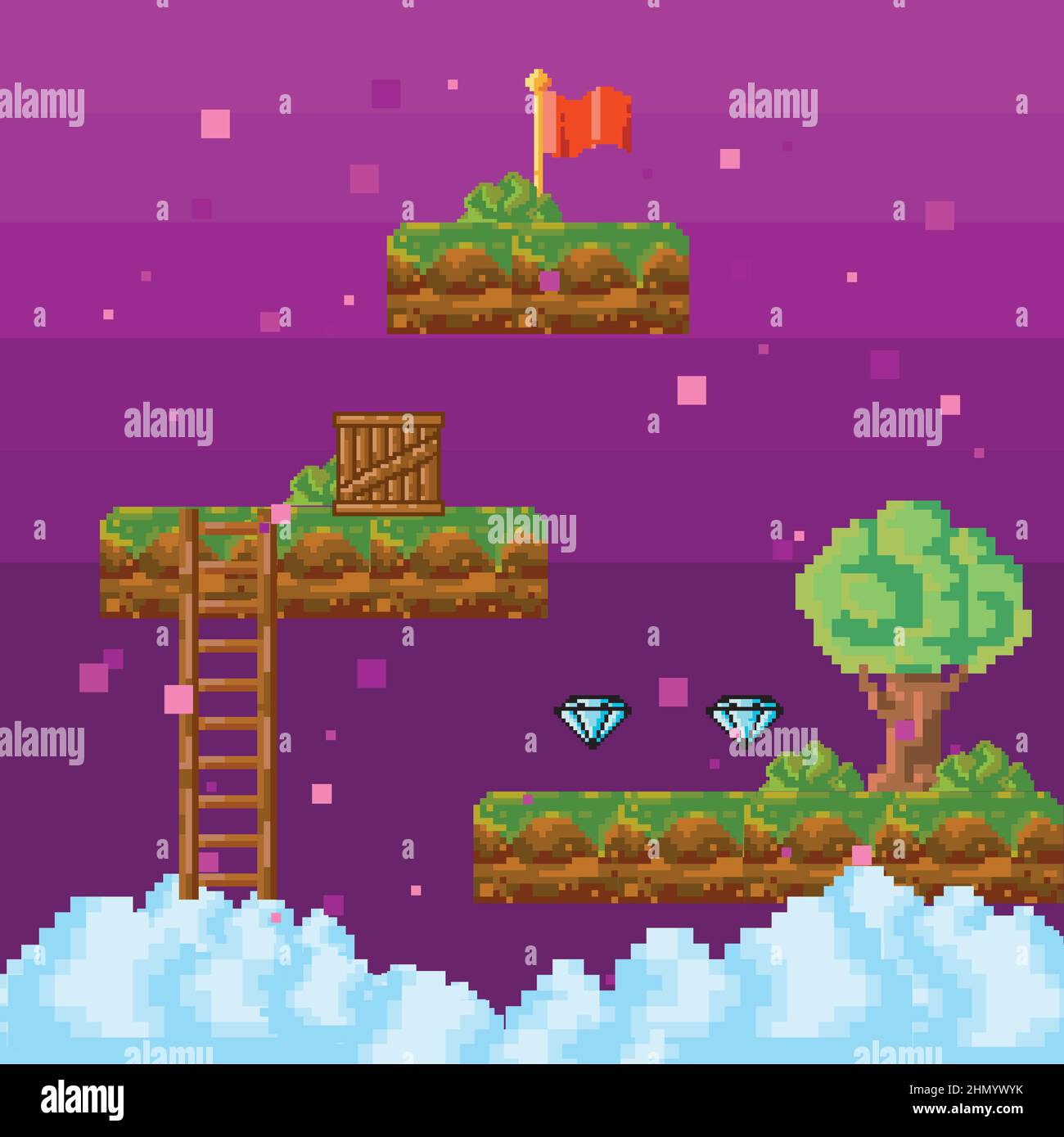 pixelated video game level in sky Stock Vector Image & Art - Alamy