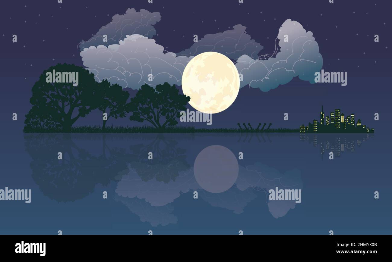 Night city glow cartoon Stock Vector Images - Alamy