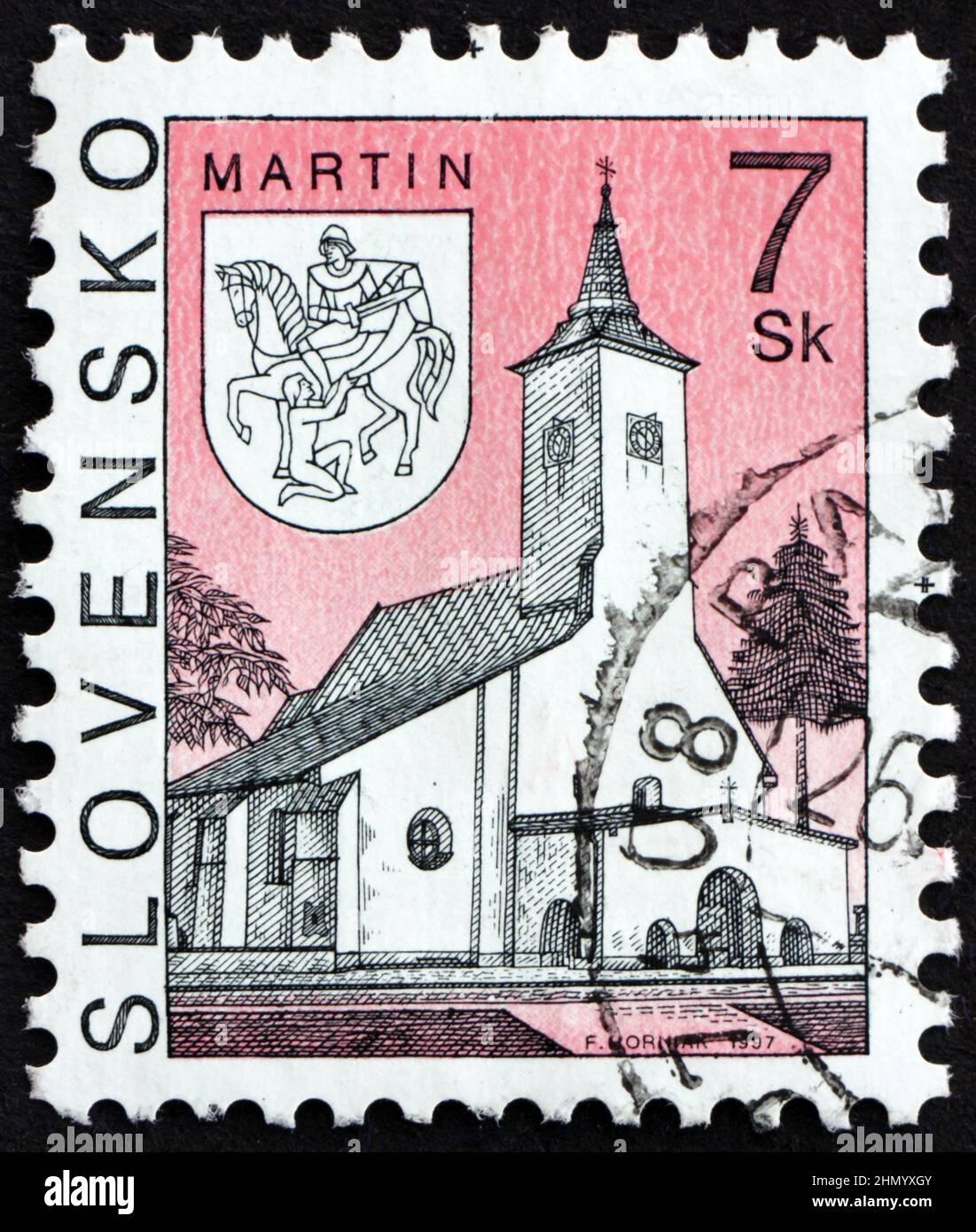 SLOVAKIA - CIRCA 1997: a stamp printed in Slovakia shows Martin, is a ...
